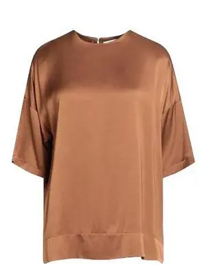 OTTOD'AME Satin Top With Logo Detail - Brown