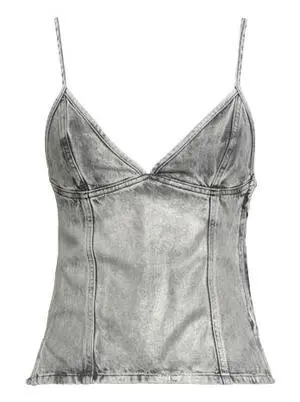 DIESEL Tie-dyed Denim Crop Top - Grey