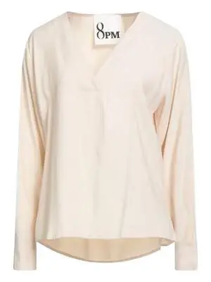 8PM Satin V-neck Top - White