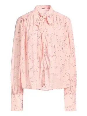 Free People Georgette Bow Shirt - Pink
