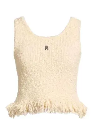 Rabanne Ivory Bouclé Crop Top - White