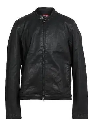 DIESEL® Waxed Denim Jacket With Embroidered Logo - Black