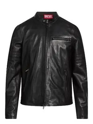 DIESEL Biker Jacket In Lambskin And Cotton - Black