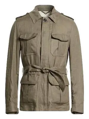 Montedoro Linen Blend Military Jacket - Green