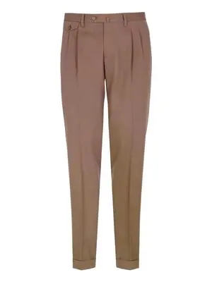 BRIGLIA 1949 Pleated Turn-up Trousers - Brown