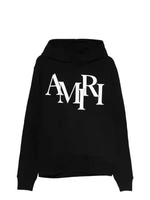 Amiri Staggered-logo Long-sleeve Hoodie - Black
