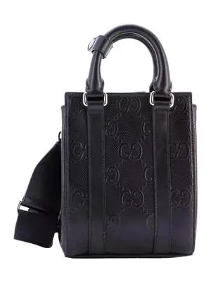 Gucci Gg Embossed Perforated Leather Mini Shoulder Bag - Black