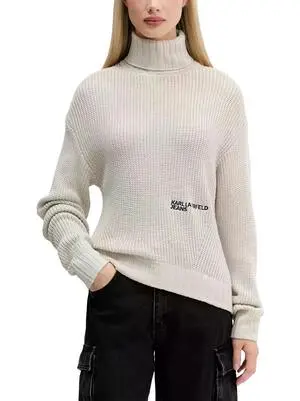 Karl Lagerfeld Turtleneck Logo Sweater - Neutrals