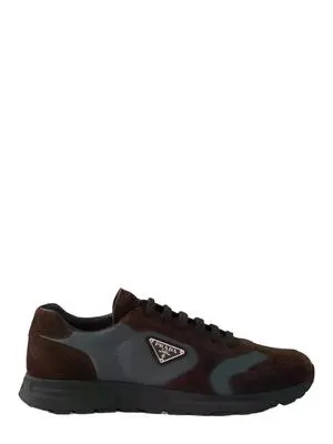 Prada Laces Triangle-logo Sneakers - Brown