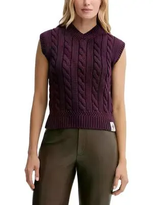 Bally Cable-knit V-neck Top - Purple
