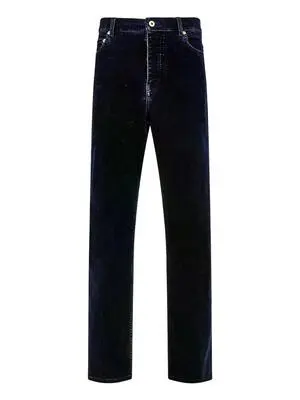 FERRAGAMO Five-pocket Trousers With Logo Patch - Blue