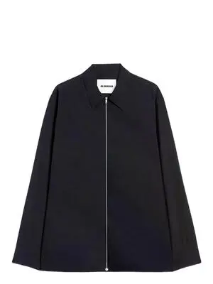 JIL SANDER Zip Long-sleeve Wool Shirt - Blue