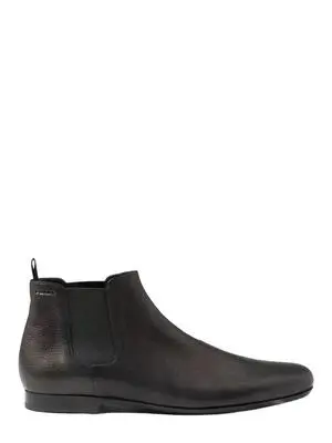 Prada Round-toe Leather Chelsea Boots - Black