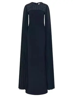 Rebecca Vallance Embellished Pleated Gown - Blue