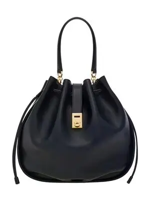 FERRAGAMO Hug Drawstring Bucket Bag - Black