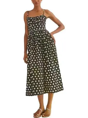 Cara Cara Alba Polka-dot Midi Dress - Black
