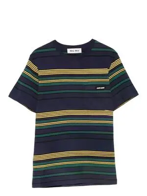 Miu Miu Striped Pocket Top - Blue