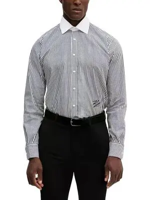 Karl Lagerfeld Striped Embroidered Shirt - White