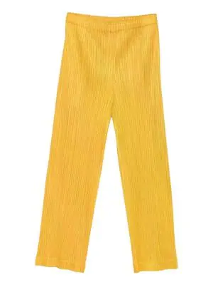 Issey Miyake Pleated Straight Trousers - Yellow