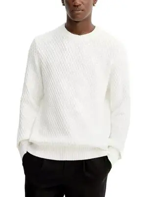 Hugo Textured Knit Sweater - White
