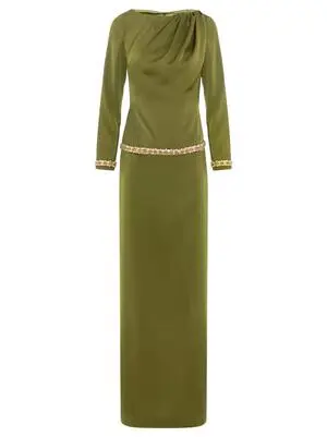 V:PM ATELIER Rebeca Embellished Maxi Dress - Green