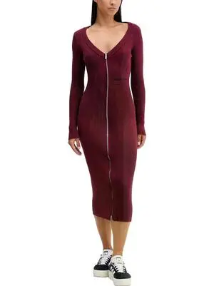 Karl Lagerfeld Zip-fastening Ribbed Midi Dress - Red