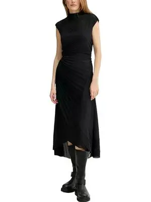 ALLSAINTS Rayanna Pleated Asymmetric Dress - Black