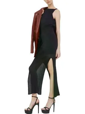 Hugo Backless Rib Knit Maxi Dress - Black