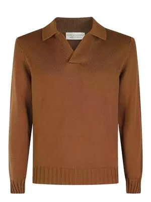 FILIPPO DE LAURENTIIS Long-sleeves Polo Shirt - Brown