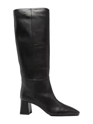 FABIO RUSCONI Square-toe Heeled Knee-high Boots - Black