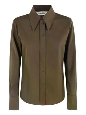 RÓHE Buttoned Pointed-collar Shirt - Brown