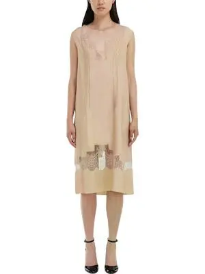 FERRAGAMO Lace-inserts Mini Dress - Neutrals