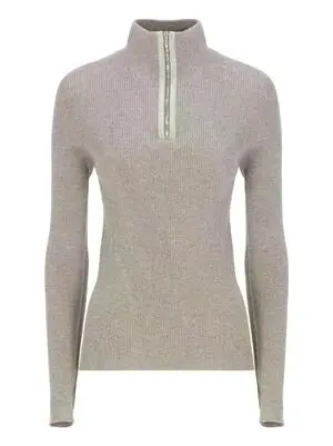 D.exterior Ribbed-knit Half-zip Sweater - Neutrals