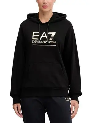 Emporio Armani Logo Hooded Top - Black
