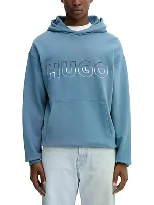 Hugo Logo-detail Hoodie - Blue
