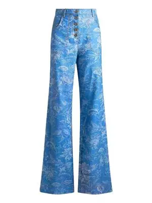 Etro Button-fastening Printed Jeans - Blue