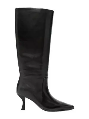 MARC ELLIS 70mm Pointed-toe Sculpted-heel Knee-high Boots - Black