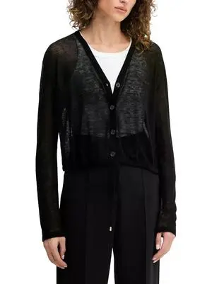 Patrizia Pepe Semi-sheer Cardigan - Black