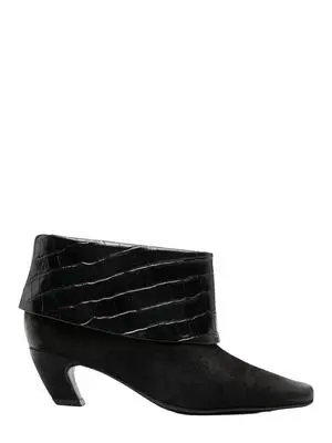 MARC ELLIS 55mm Croc-embossed Boots - Black