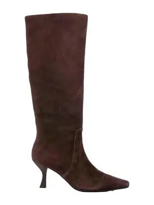 MARC ELLIS Pointed-toe Suede Knee-high Stiletto Boots - Brown