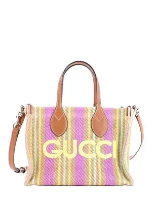 Gucci Logo Shopper Tote Jute Small Satchel - Multicolour