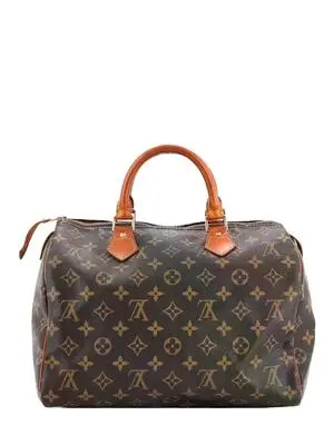 LOUIS VUITTON Speedy Handbag Monogram Canvas 30 Satchel - Brown