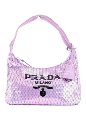 Prada Re-edition 2000 Sequined Mini Hobo Bag - Purple