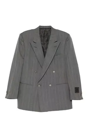 Dior 1990s Striped-pattern Double-breasted Blazer - Grey