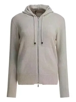 DRUMOHR Hooded Zip Cardigan - Neutrals