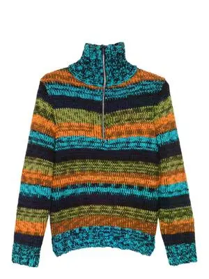 ROMEO GIGLI Striped Zip Sweater - Blue