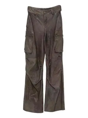 SALVATORE SANTORO Leather Trousers With Zip Pockets - Brown