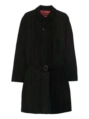 ROMEO GIGLI 1990s Striped Belted Coat - Black