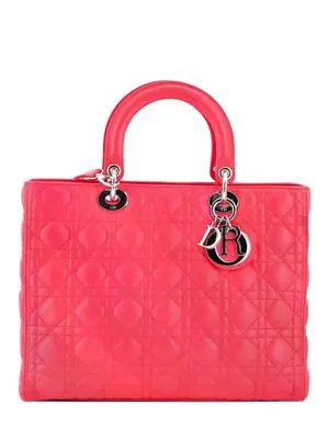 Dior Lady Large Lambskin Cannage Tote - Pink