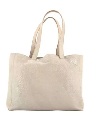 Loewe Anagram Embossed Leather Shopper Tote - Neutrals